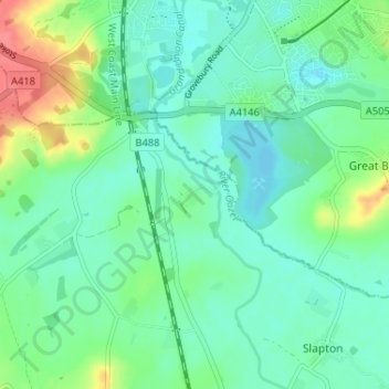 Mapa topográfico Grove, altitud, relieve