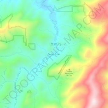 Mapa topográfico Spring Creek, altitud, relieve