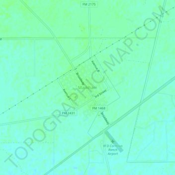 Mapa topográfico Markham, altitud, relieve