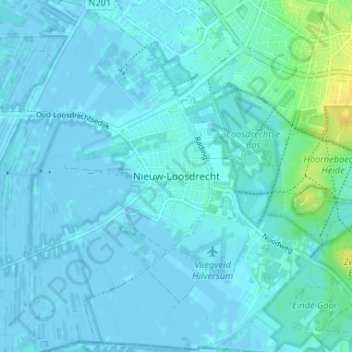 Mapa topográfico Nieuw-Loosdrecht, altitud, relieve