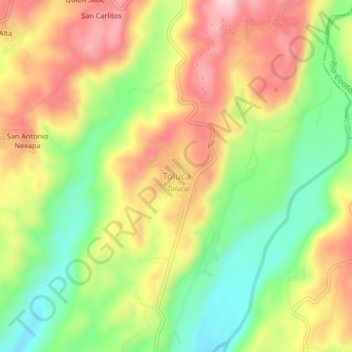 Mapa topográfico Toluca, altitud, relieve