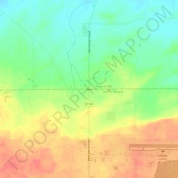Mapa topográfico Daws, altitud, relieve