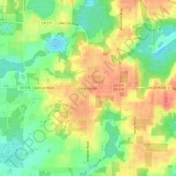 Mapa topográfico Saint Joseph, altitud, relieve