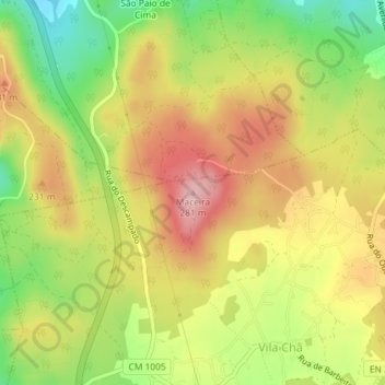 Mapa topográfico Maceira, altitud, relieve