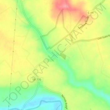 Mapa topográfico Tranquility, altitud, relieve