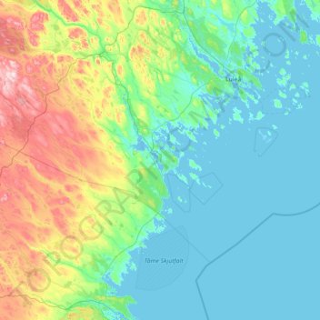 Mapa topográfico Piteå kommun, altitud, relieve