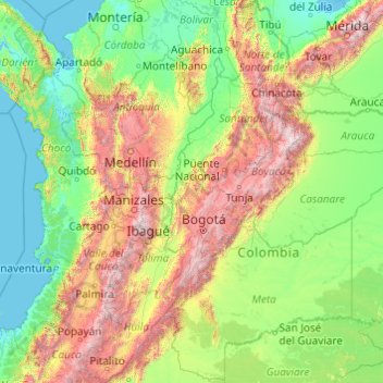 Mapa topográfico Región natural Andina, altitud, relieve