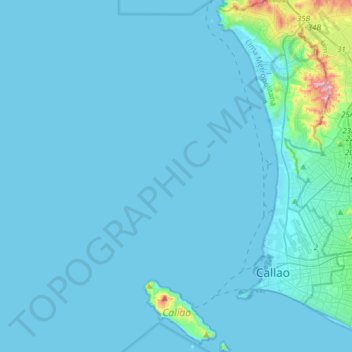 Mapa topográfico Callao, altitud, relieve