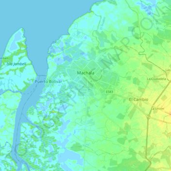 Mapa topográfico Machala, altitud, relieve