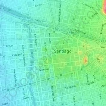 Mapa topográfico Palacio del Ex-Congreso Nacional de Chile, altitud ...