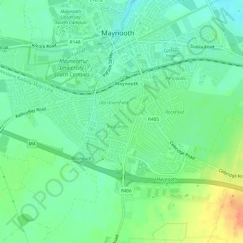 Mapa topográfico Greenfield, altitud, relieve