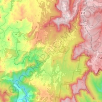 Mapa topográfico Megalong Valley, altitud, relieve