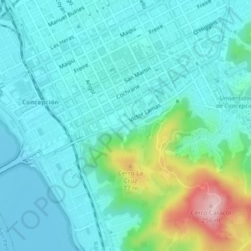Mapa topográfico Parque Ecuador, altitud, relieve