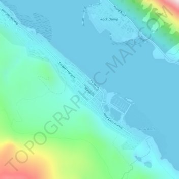 Mapa topográfico Douglas, altitud, relieve