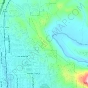 Mapa topográfico Healdsburg, altitud, relieve