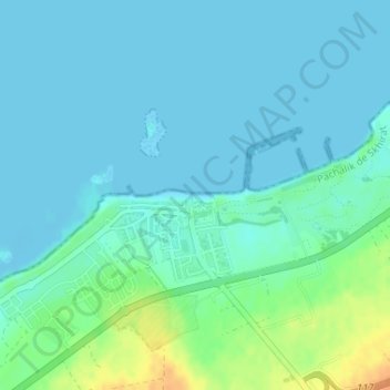 Mapa topográfico Plage de Skhirat, altitud, relieve